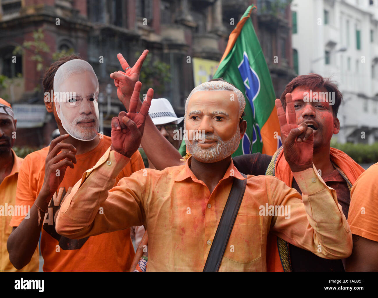 Kolkata, India. 23rd May, 2019. Bharatiya Janta Party or BJP activists ...