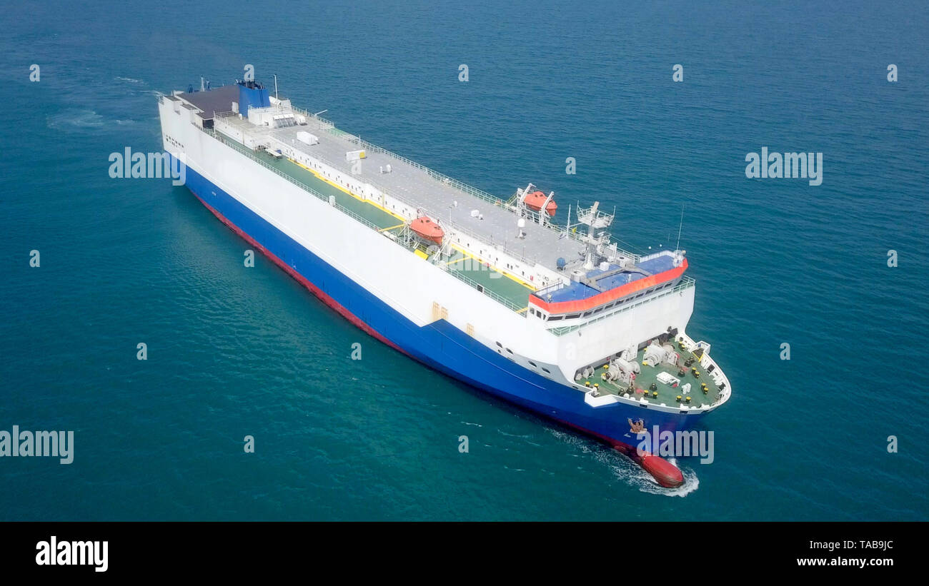 Aerial image of a Large RoRo (Roll on/off) Vehicle carrier vessel ...