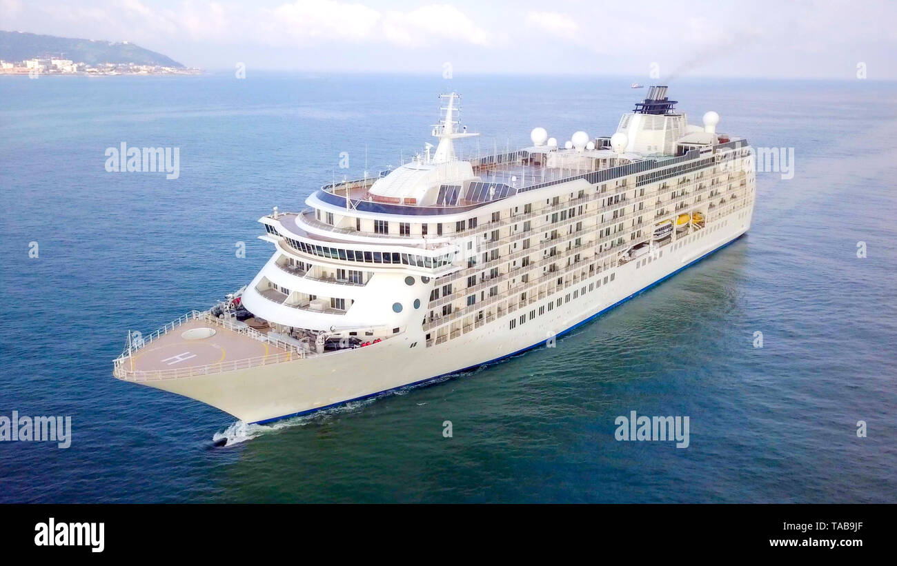 Large cruise ship at sea - Aerial image Stock Photo - Alamy