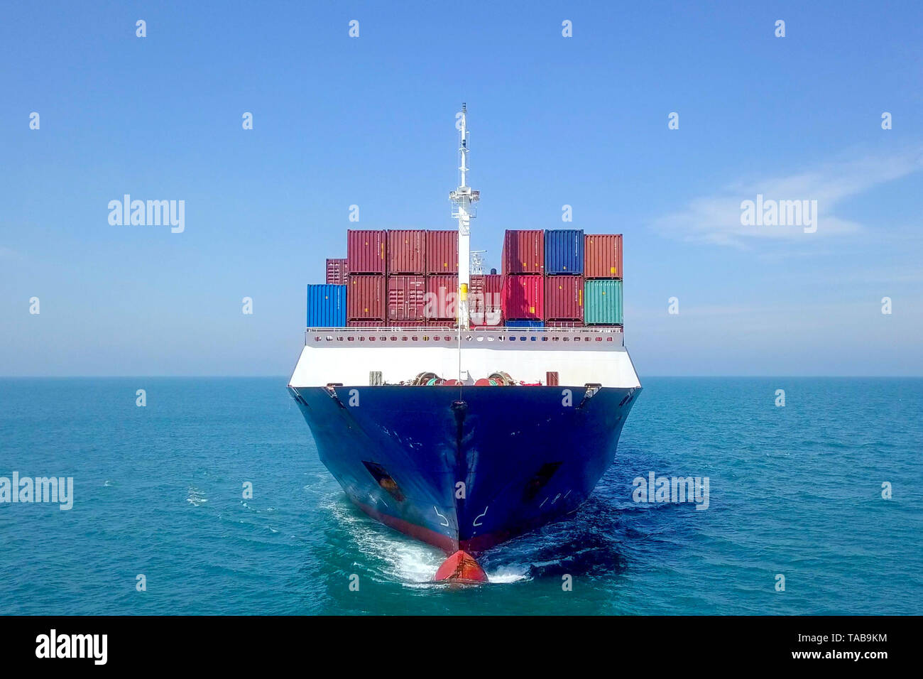 Ultra large container vessel (ULCV) at sea - Aerial image Stock Photo ...
