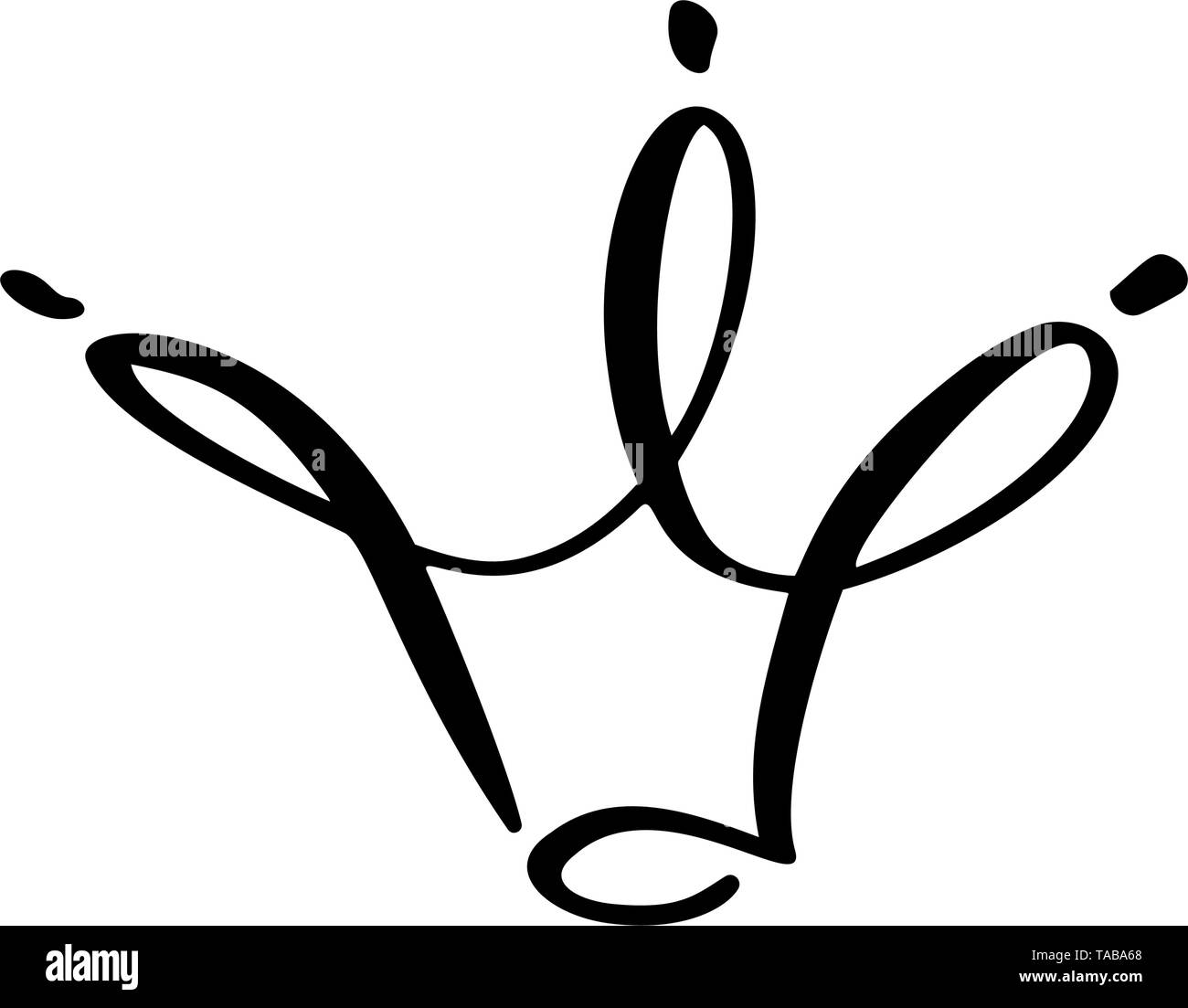 Hand drawn symbol of a stylized crown. Drawn with a black ink and brush ...