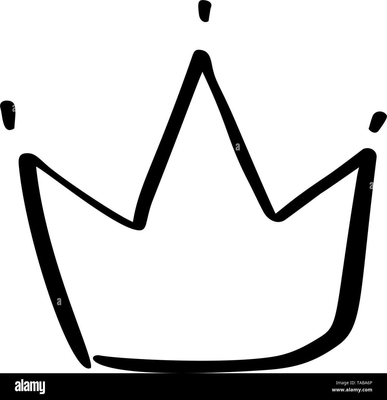 Hand drawn symbol of a stylized crown. Drawn with a black ink and brush ...