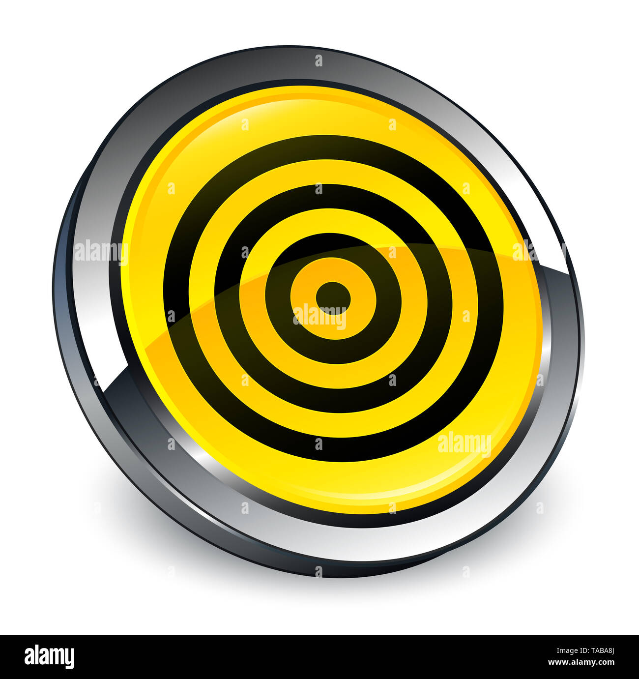Target icon isolated on 3d yellow round button abstract illustration ...