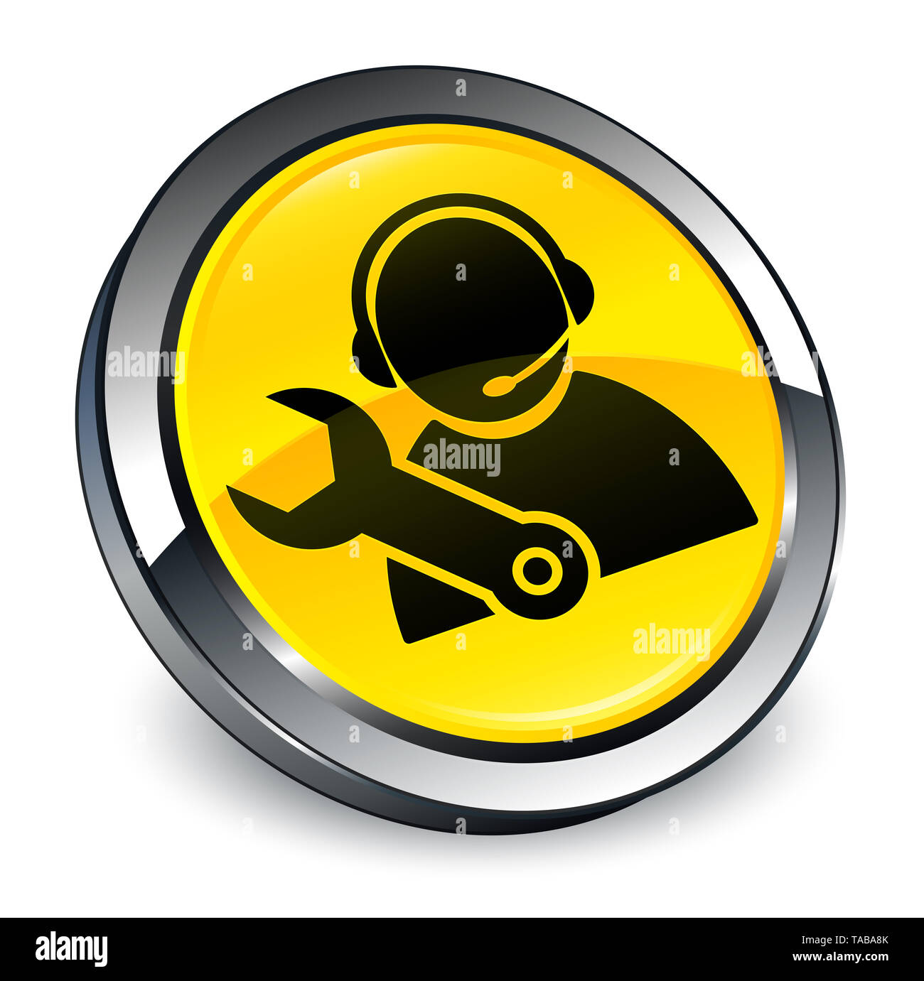 Tech support icon isolated on 3d yellow round button abstract ...