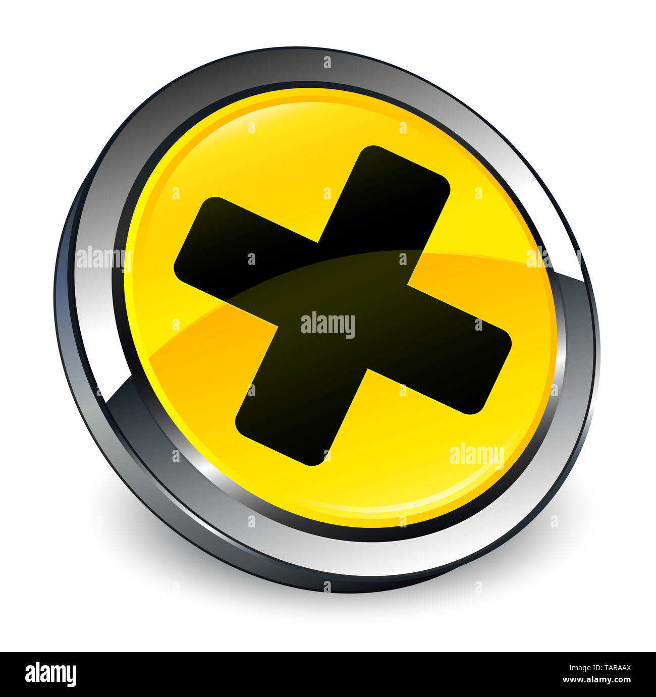 Cancel icon isolated on 3d yellow round button abstract illustration ...