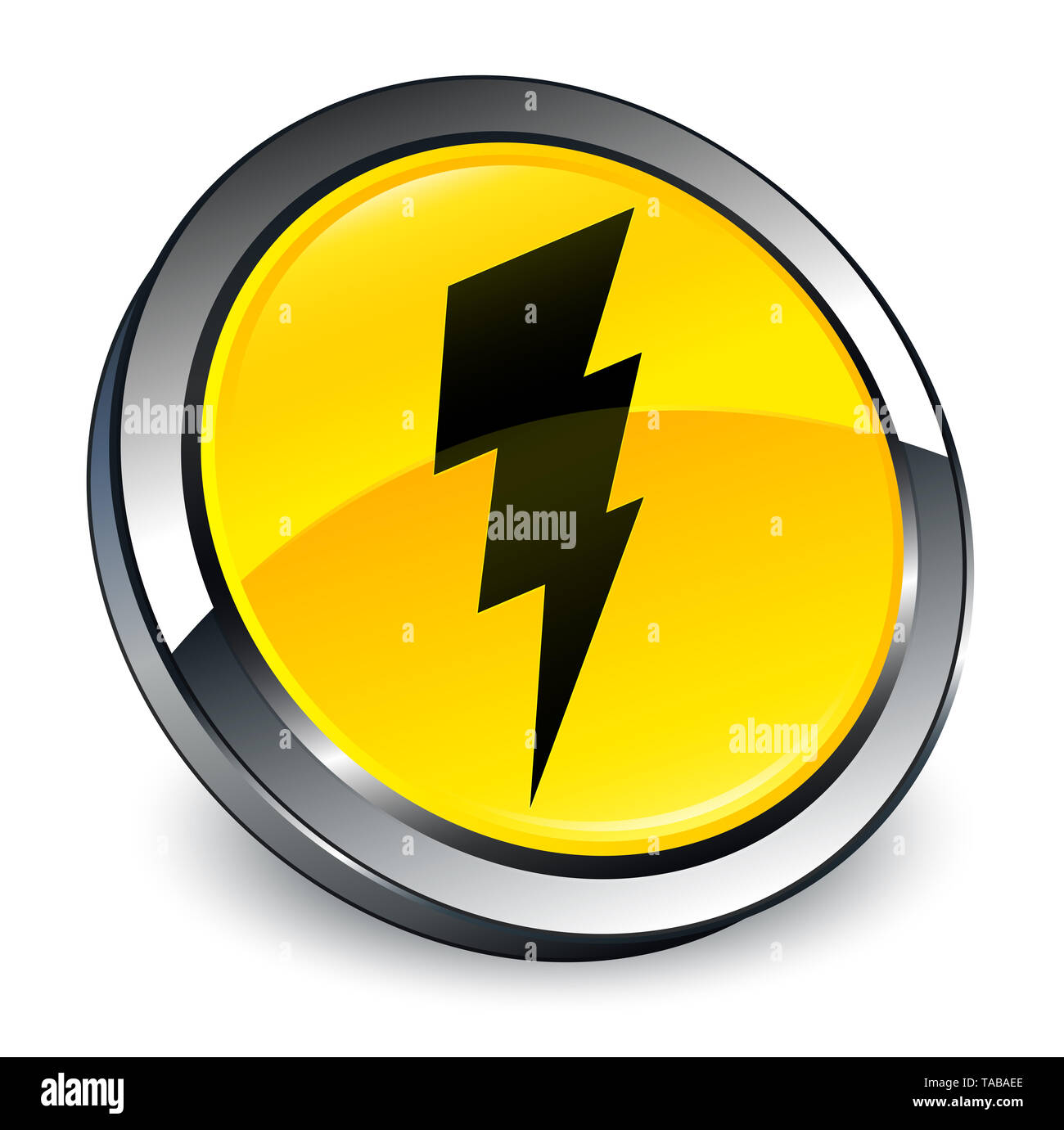 Electricity icon isolated on 3d yellow round button abstract ...