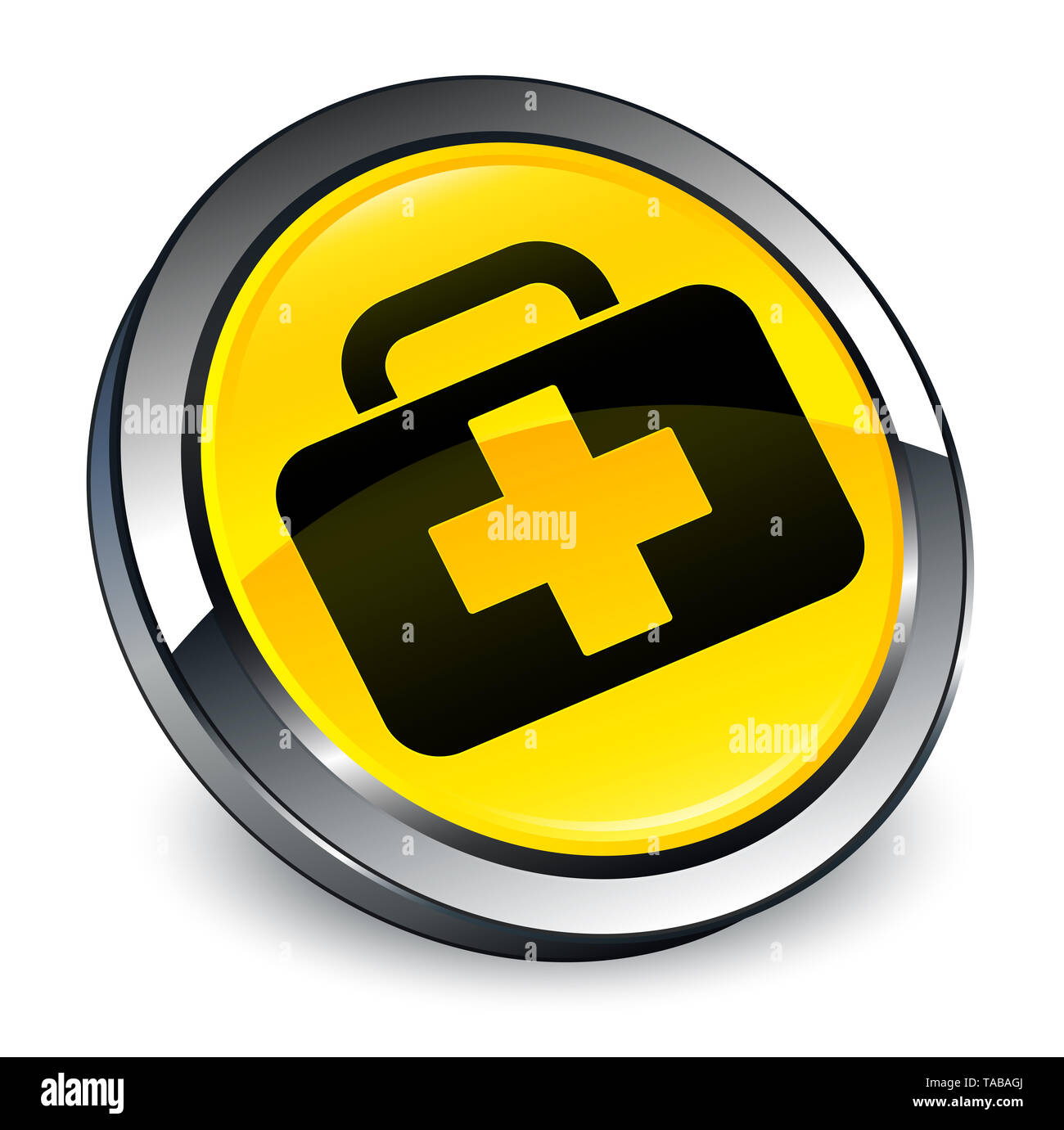 Medical bag icon isolated on 3d yellow round button abstract ...