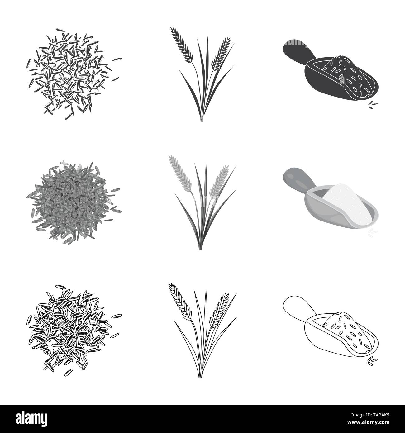 Vector illustration of crop and ecological symbol. Set of crop and ...