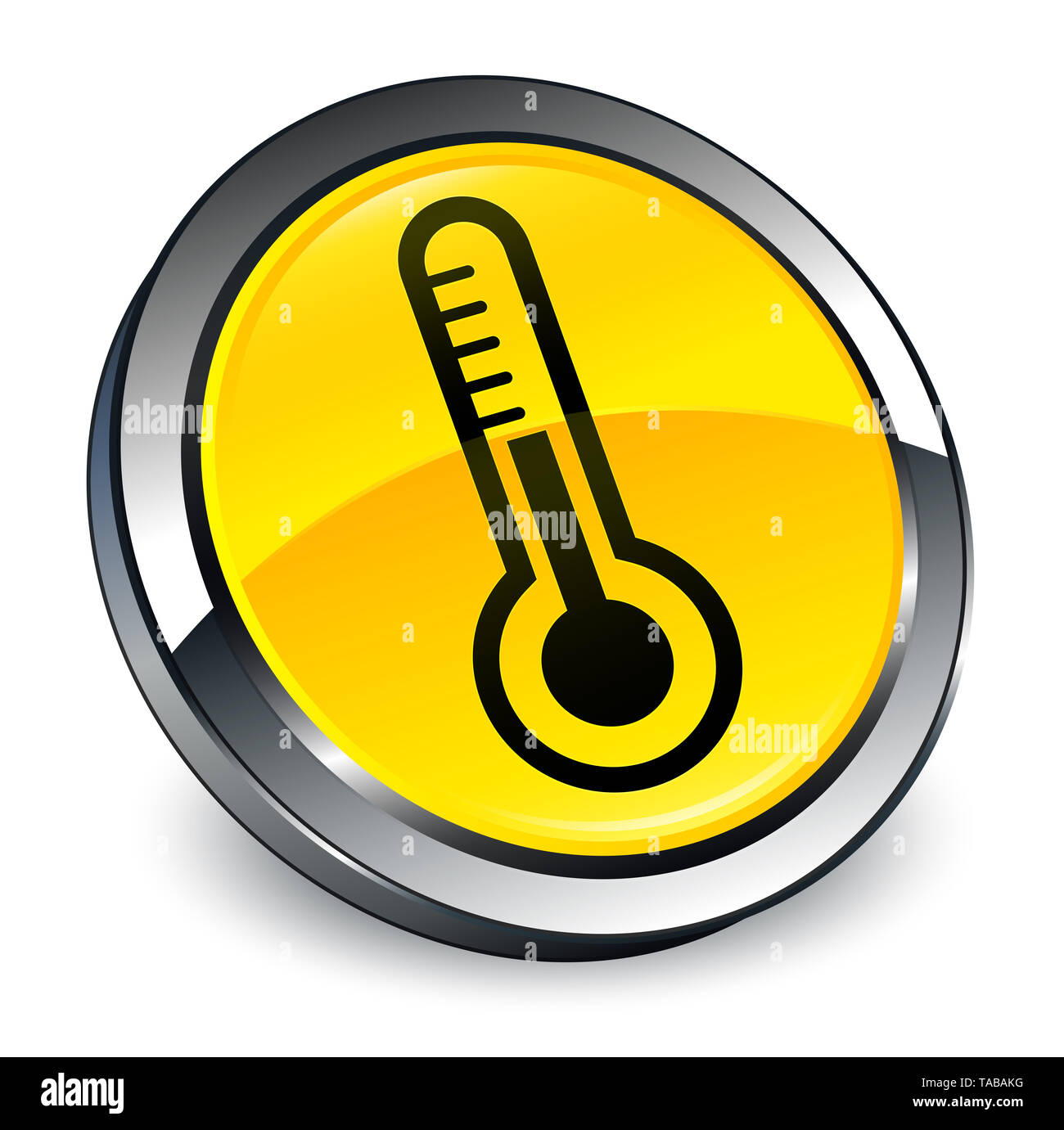 Thermometer icon isolated on 3d yellow round button abstract ...