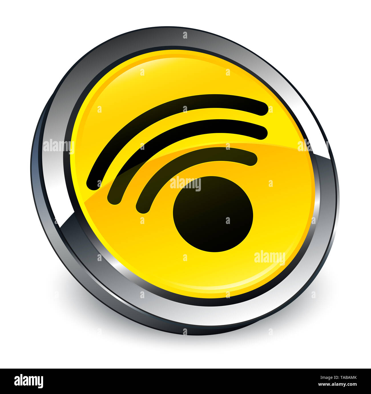Wifi icon isolated on 3d yellow round button abstract illustration ...