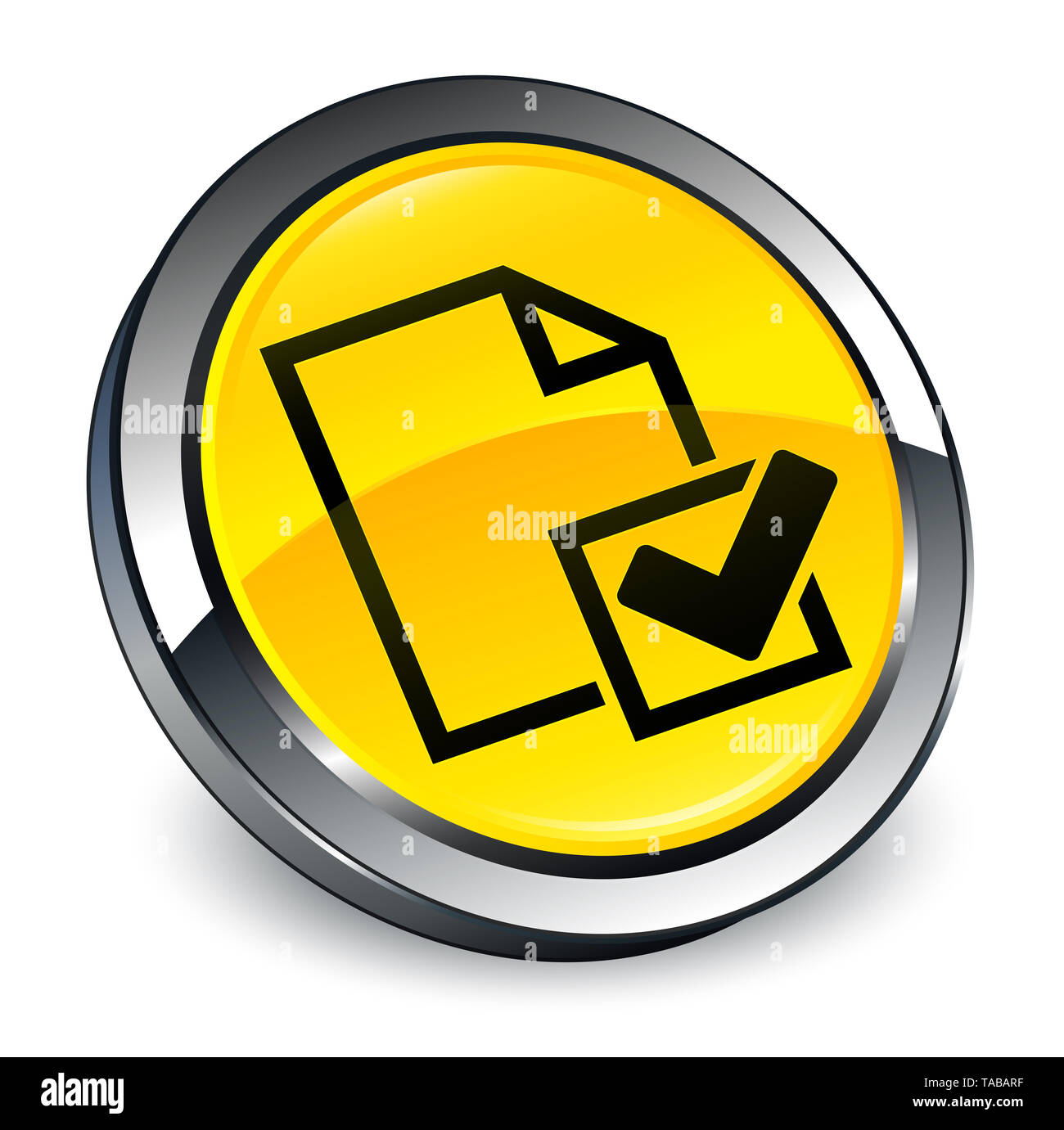 Checklist icon isolated on 3d yellow round button abstract illustration ...