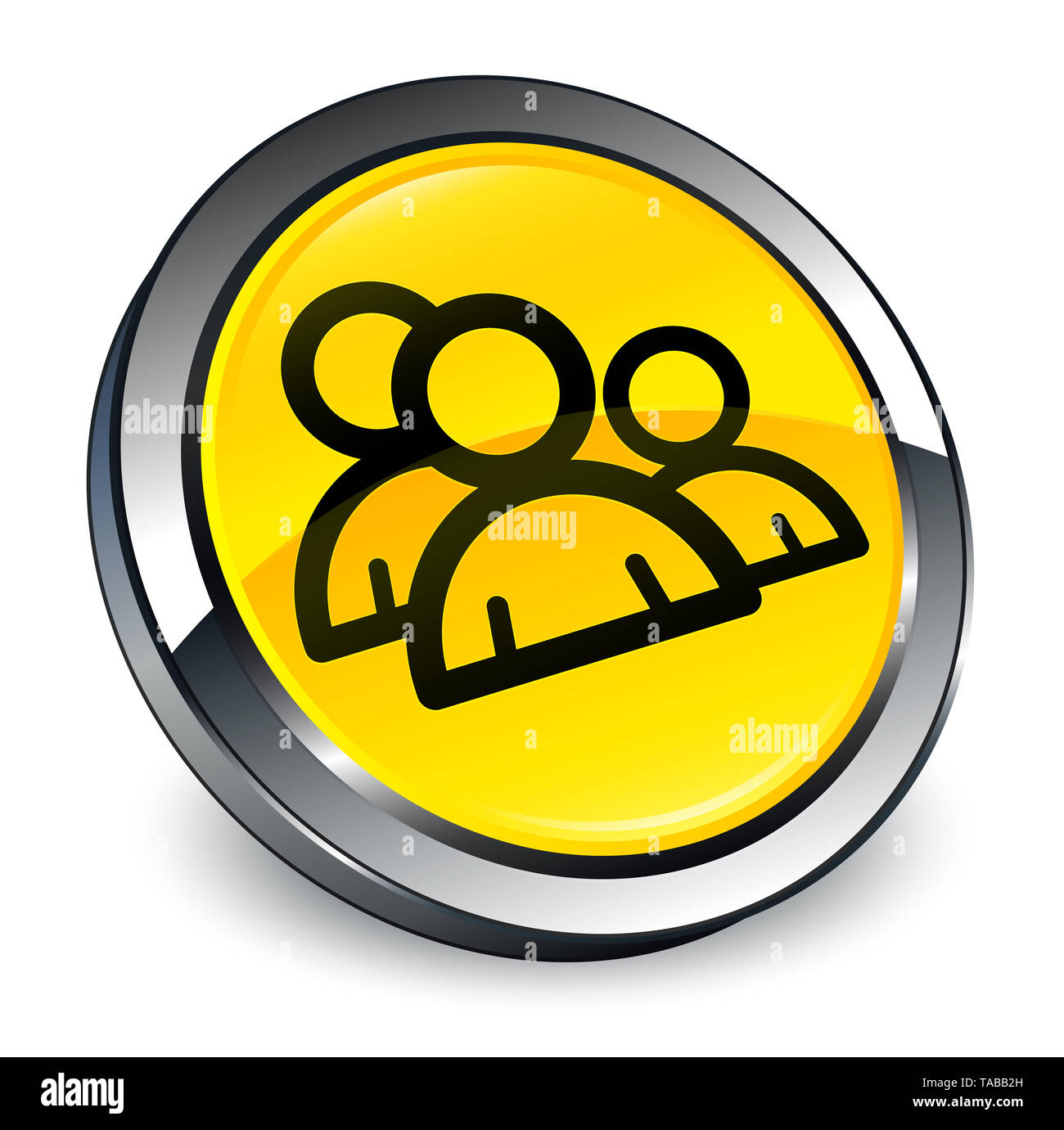Group icon isolated on 3d yellow round button abstract illustration ...