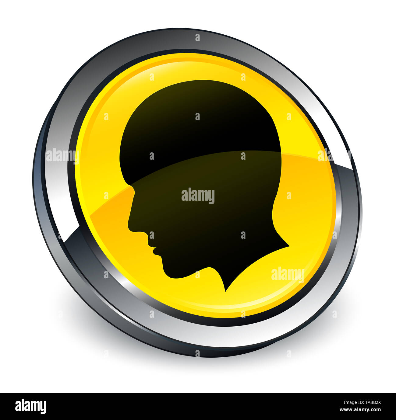 Head men face icon isolated on 3d yellow round button abstract ...