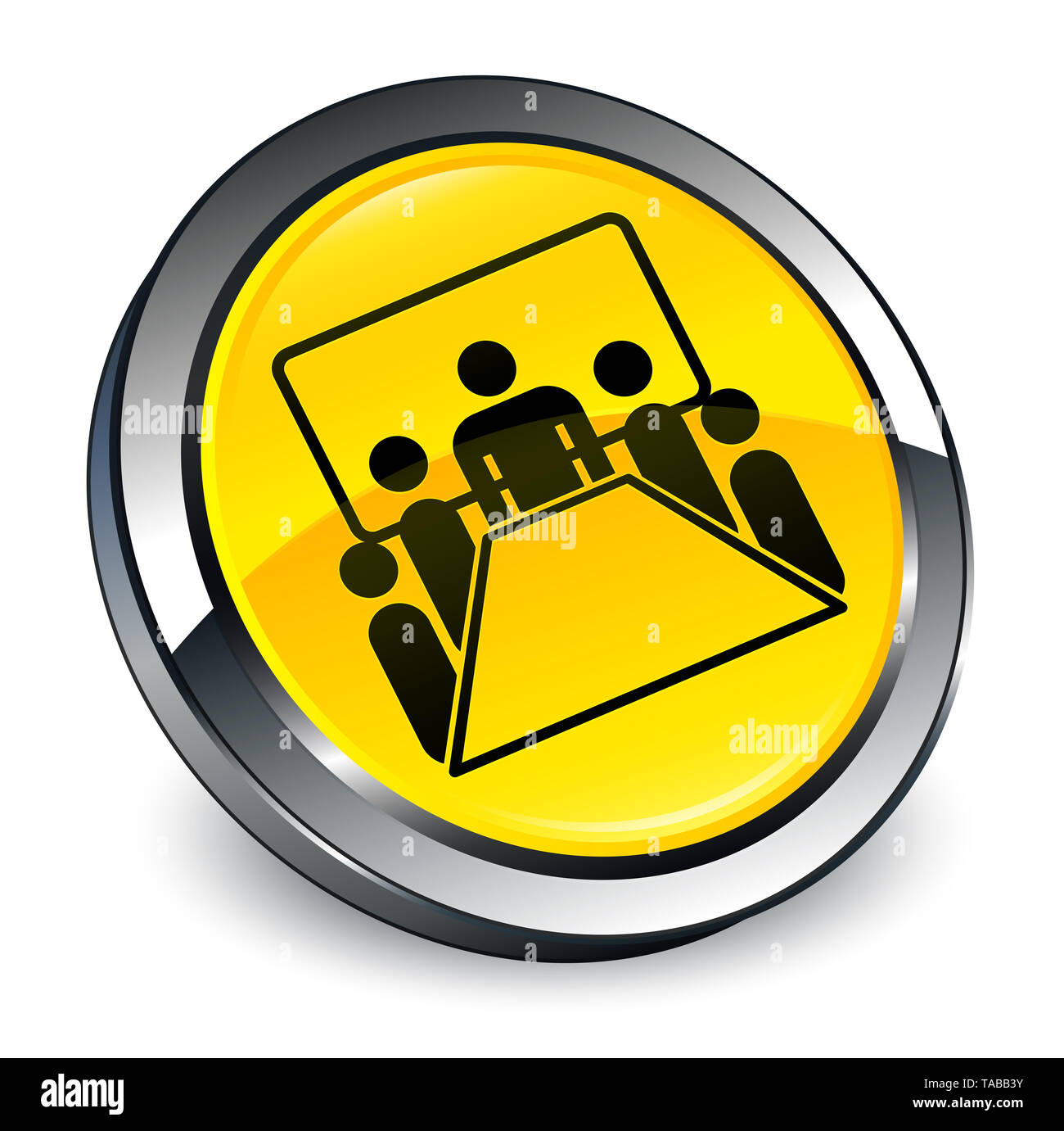 Meeting room icon isolated on 3d yellow round button abstract ...