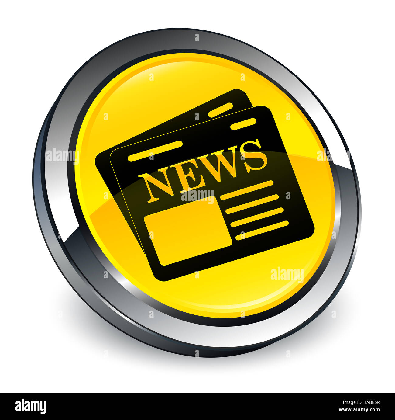 Newspaper icon isolated on 3d yellow round button abstract illustration ...