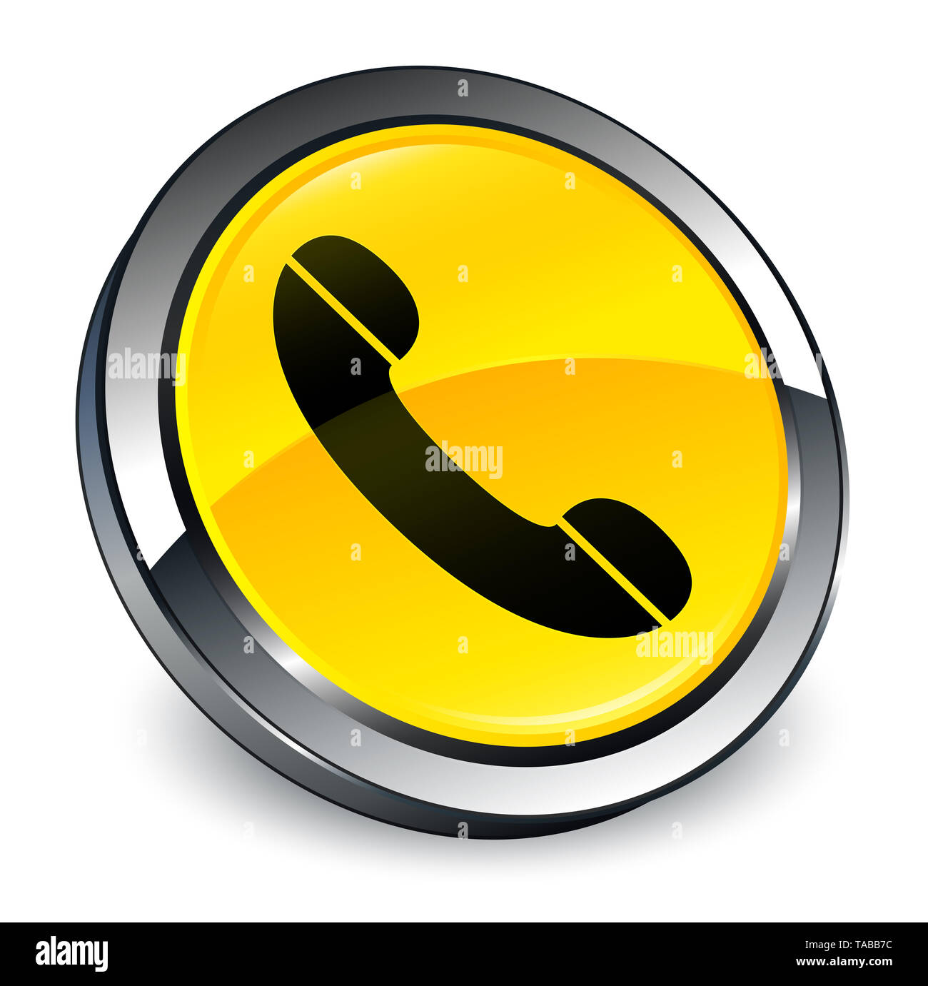 Phone icon isolated on 3d yellow round button abstract illustration ...