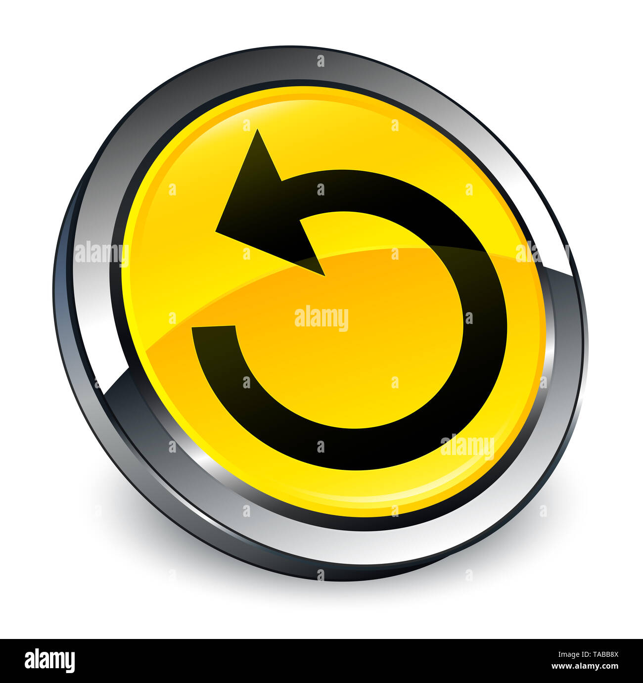 Refresh arrow icon isolated on 3d yellow round button abstract ...