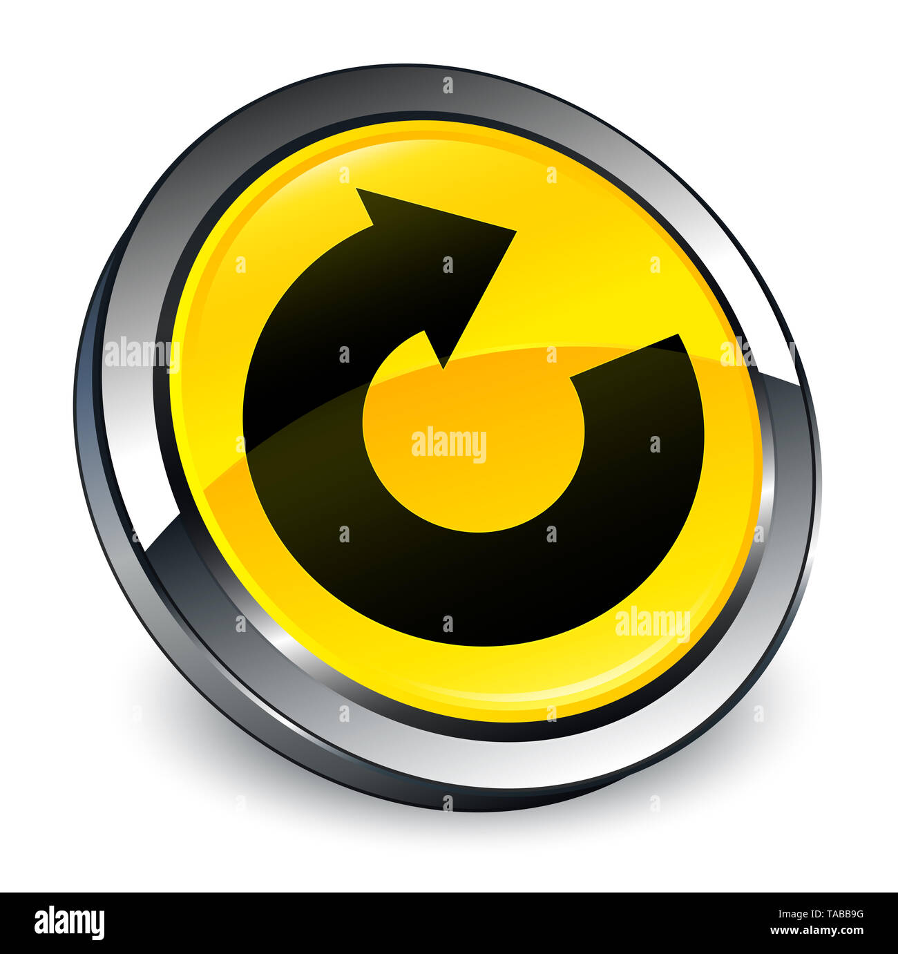 Reply arrow icon isolated on 3d yellow round button abstract ...