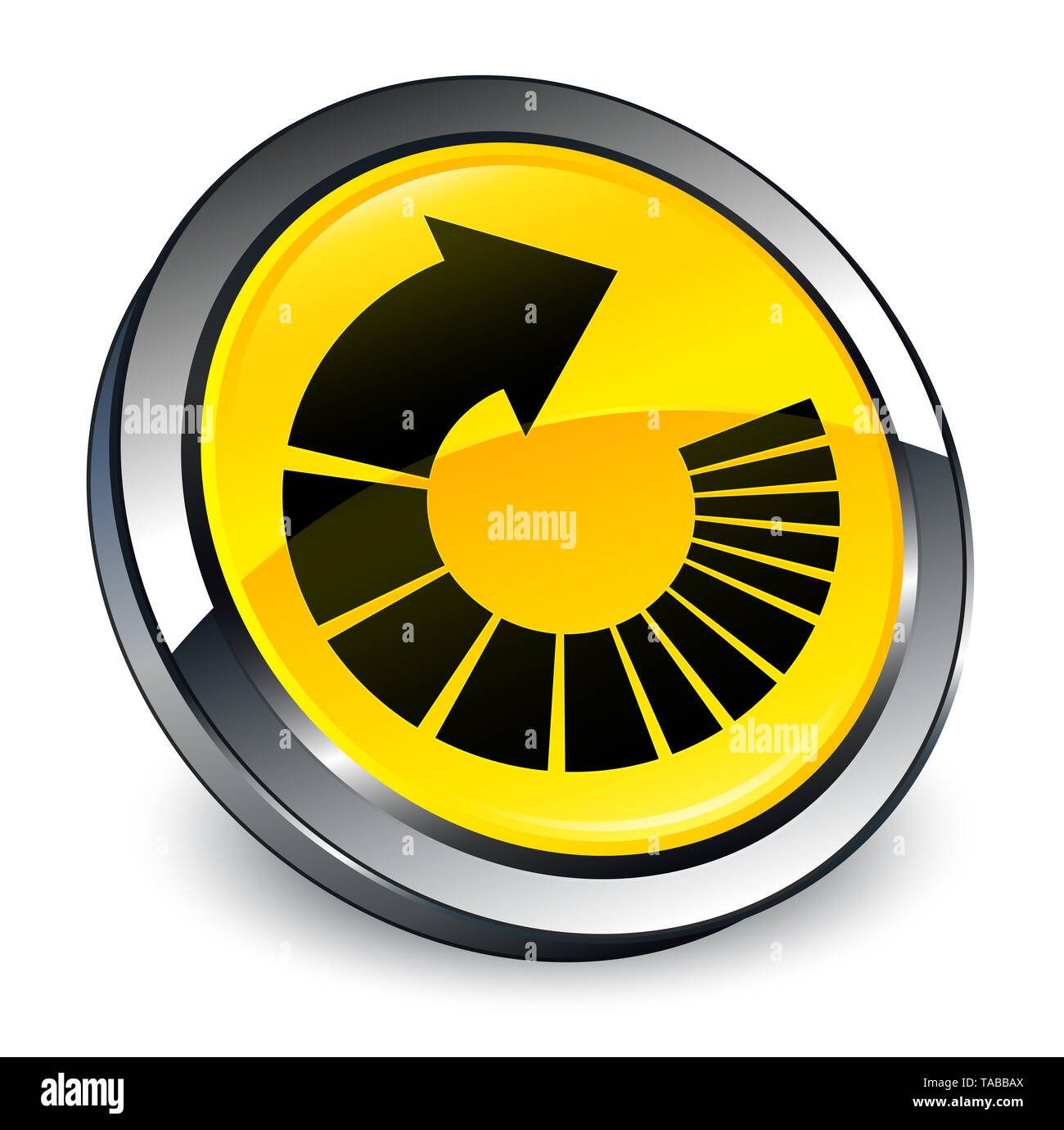 Rotate arrow icon isolated on 3d yellow round button abstract ...