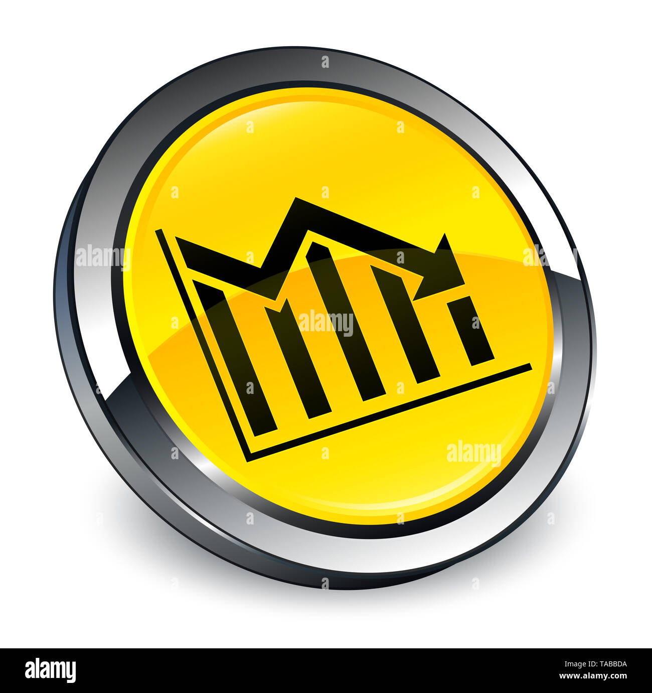 Statistics down icon isolated on 3d yellow round button abstract ...