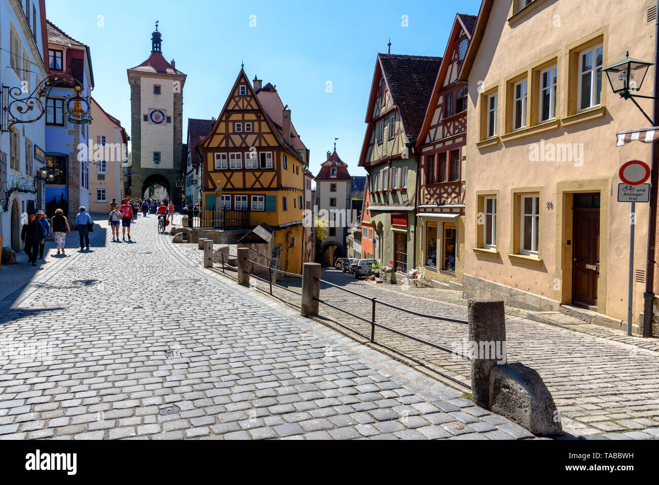 The Plönlein in Rothenburg ob der Tauber on a spring day Stock Photo ...