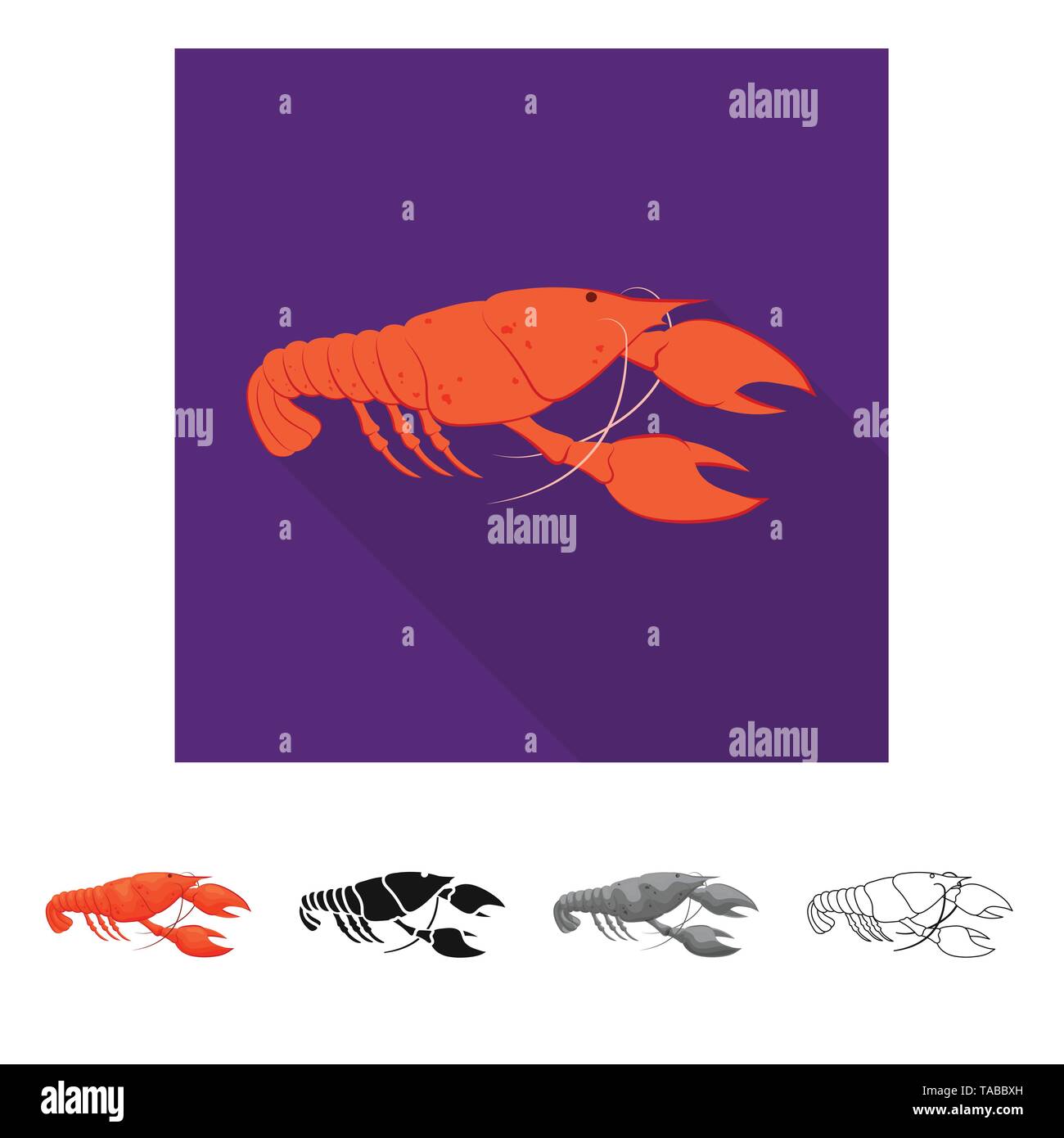 Isolated object of lobster and red icon. Collection of lobster and ...