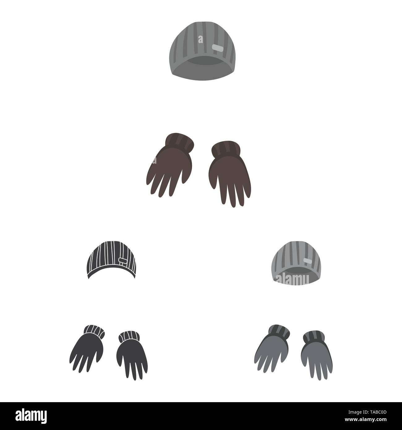 Vector illustration of hat and gloves icon. Collection of hat and hand ...