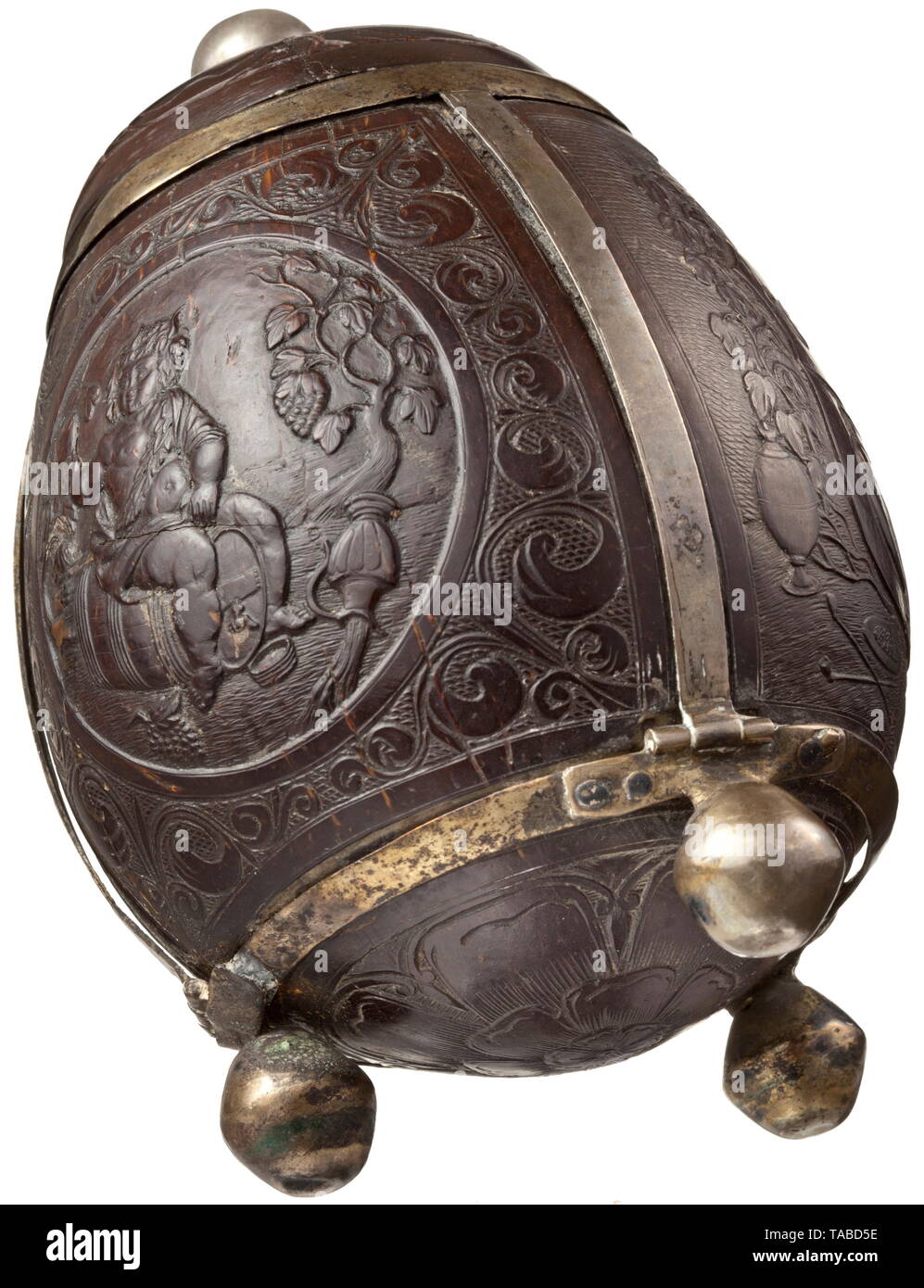 A German or Flemish coconut box, 17th century The body with hooded lid ...