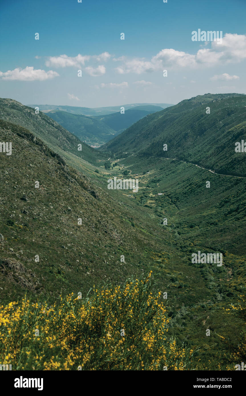 Zezere River valley, a long green canyon formed by glacier years ago at ...