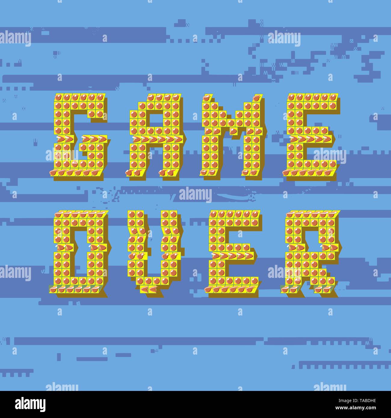 Pixel Game Over Sign on Glitch Blue Banner. Gaming Concept. Video Game ...
