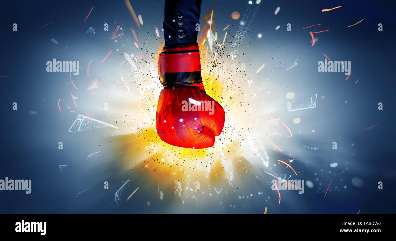 Hand hits strongly and makes fire beam around Stock Photo - Alamy
