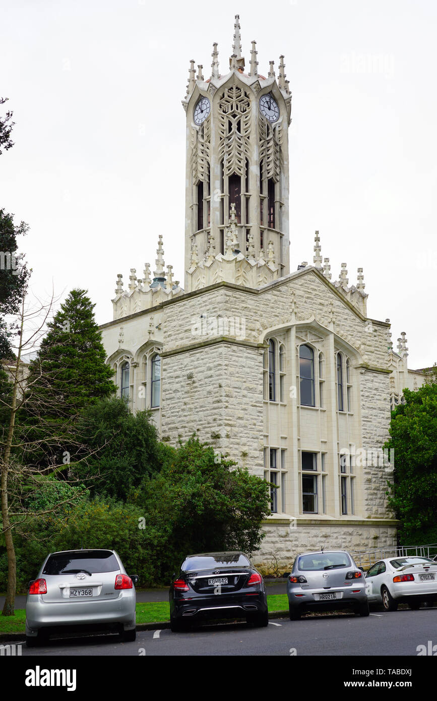 AUCKLAND, NEW ZEALAND -5 AUG 2018- View of the landmark historical ...