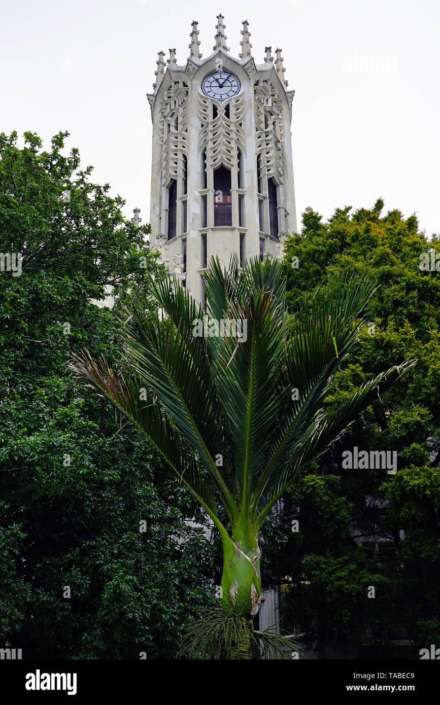 Clock tower university campus building auckland zealand clock hi-res ...
