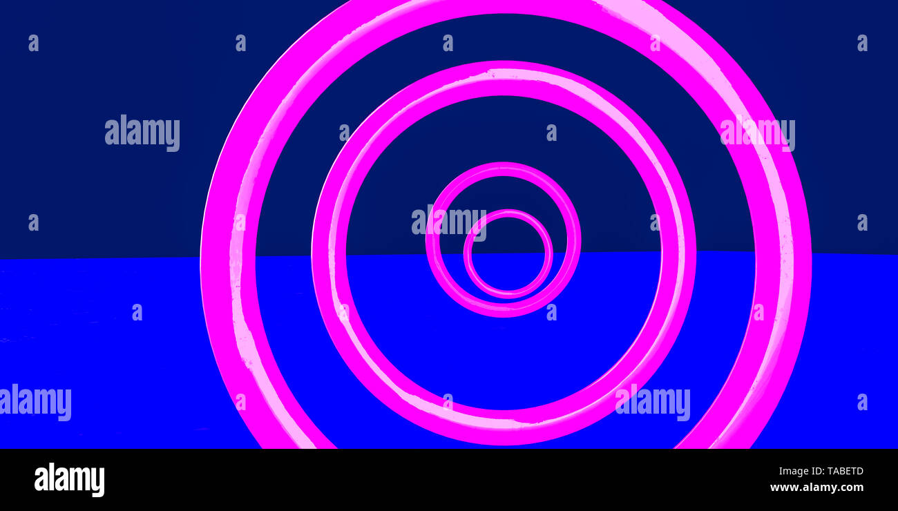 3d illustration of glowing pink neon rings, abstract background Stock ...