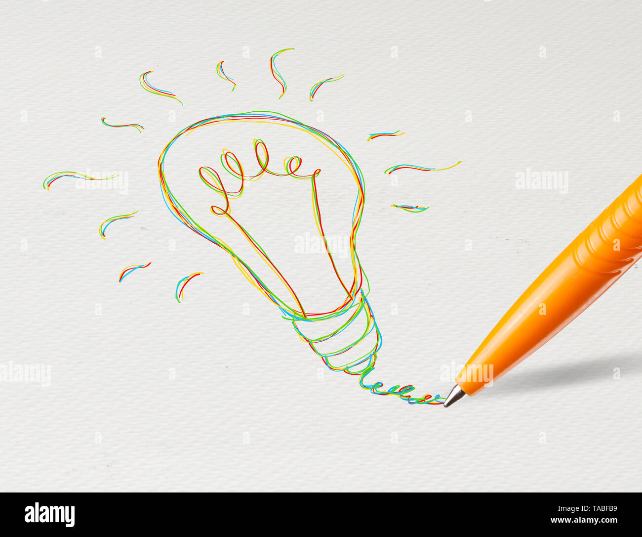 Pencil drawing new idea bulb on white paper Stock Photo - Alamy