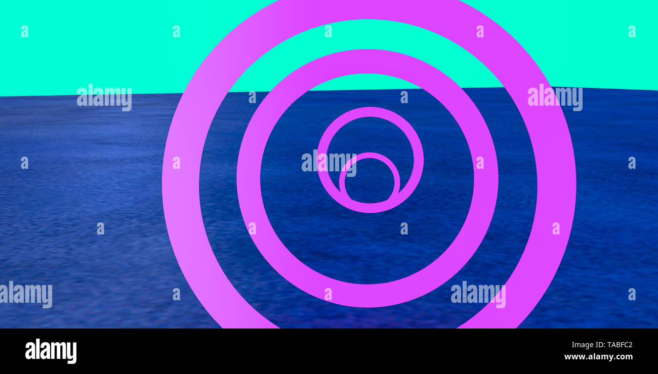 3d illustration of glowing pink neon rings, abstract background Stock ...