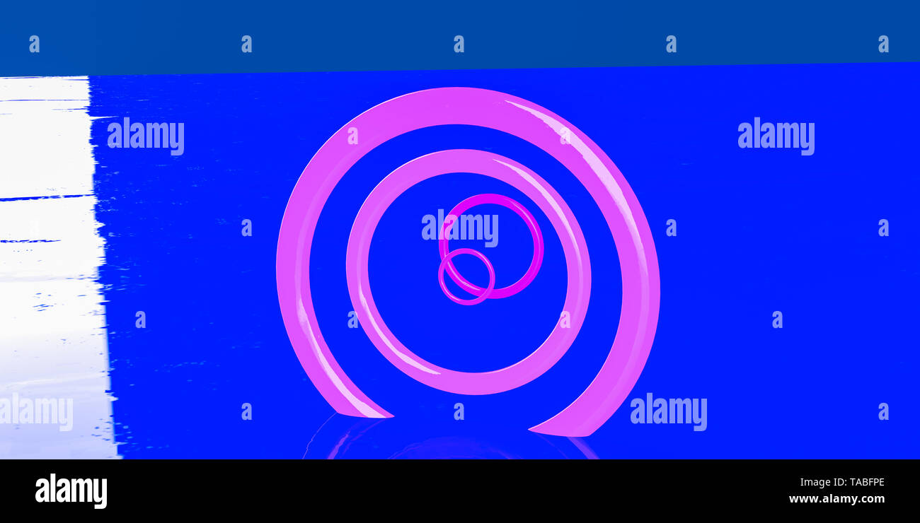 3d render of glowing round neon rings on abstract background Stock ...