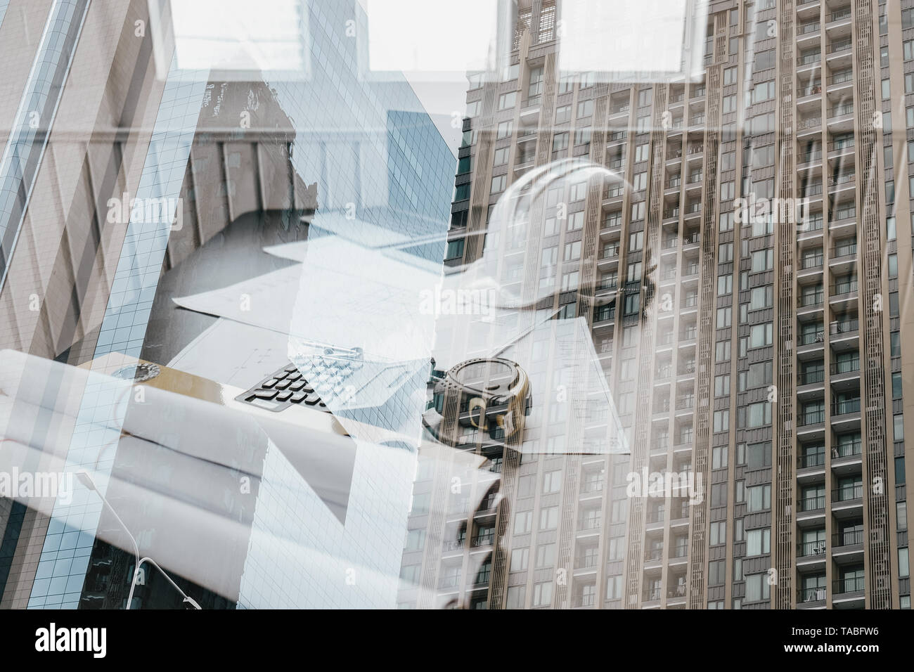 house blueprint of real estate project at architect engineer workplace ...