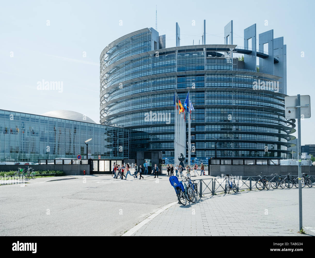 Strasbourg, France - May 23, 2019: Front view of European Parliament ...