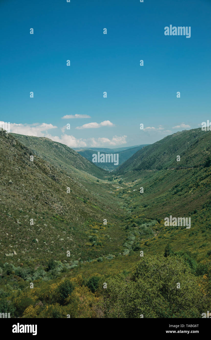 Zezere River valley, a long green canyon formed by glacier years ago at ...