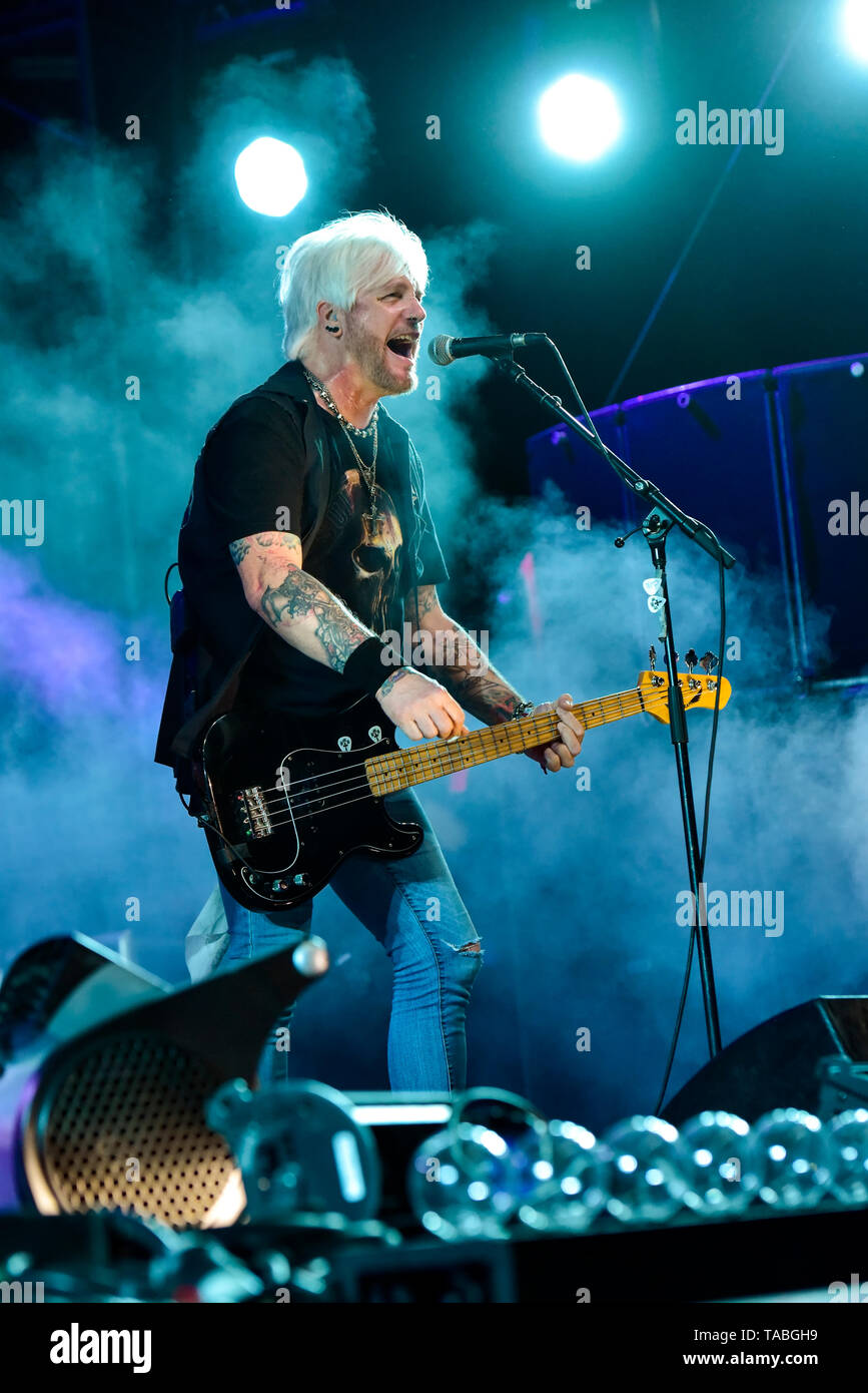 Indio, California, April 26, 2019, Eric Brittingham of the Bret Michaels Band on stage ...