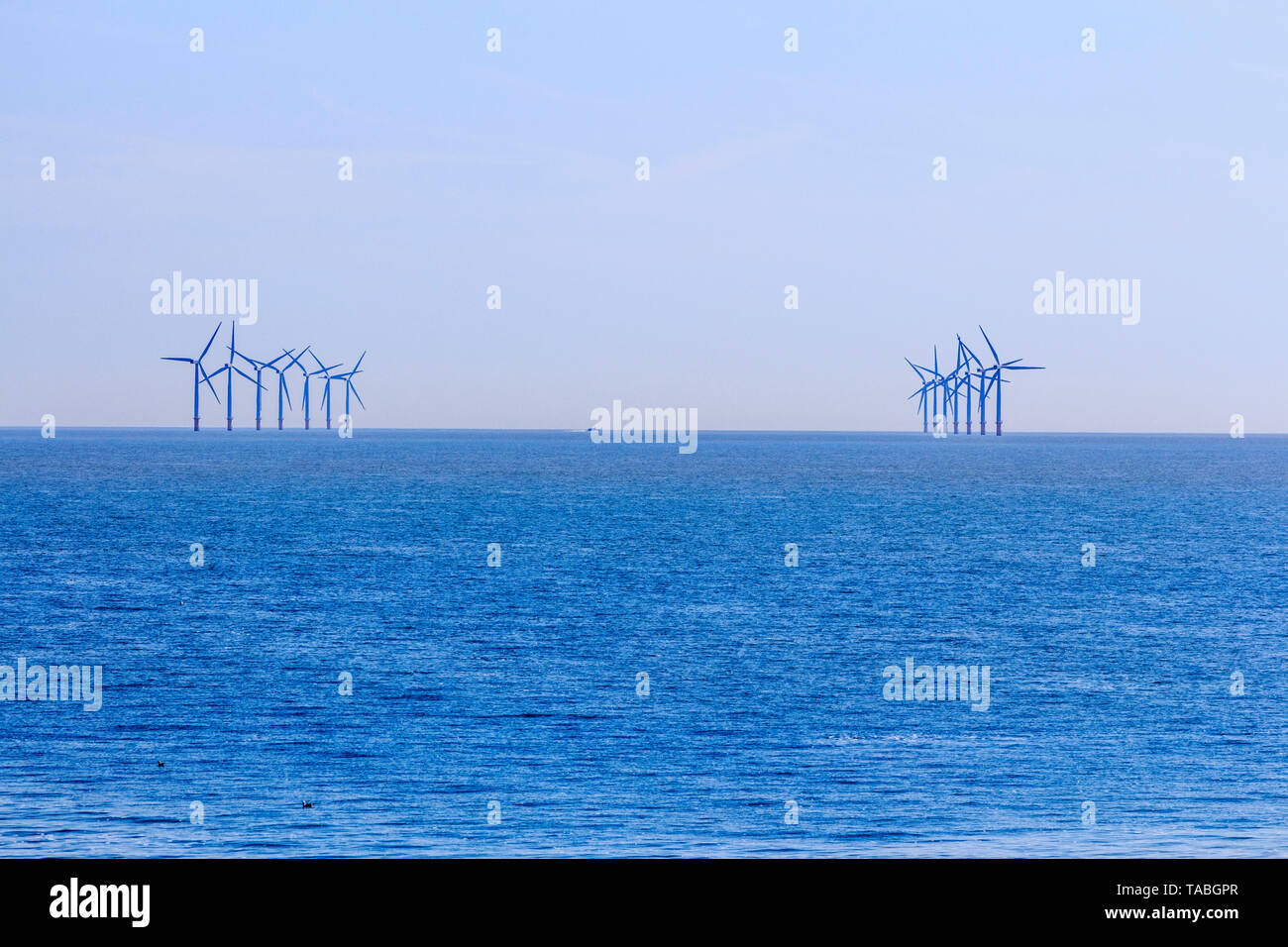 offshore wind farm taken from seaside town of clacton-on-sea, essex ...