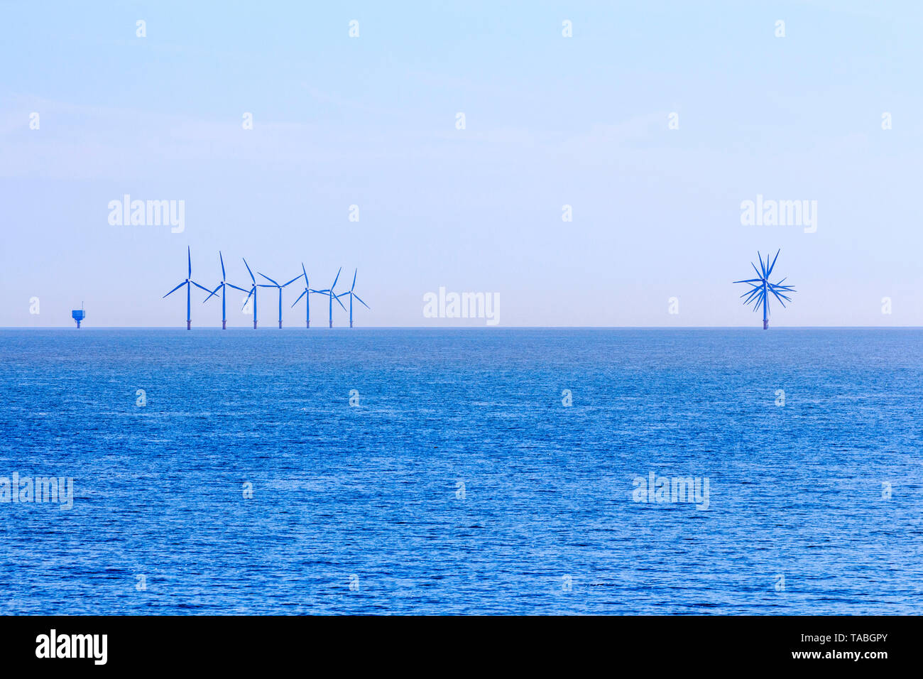 offshore wind farm taken from seaside town of clacton-on-sea, essex ...