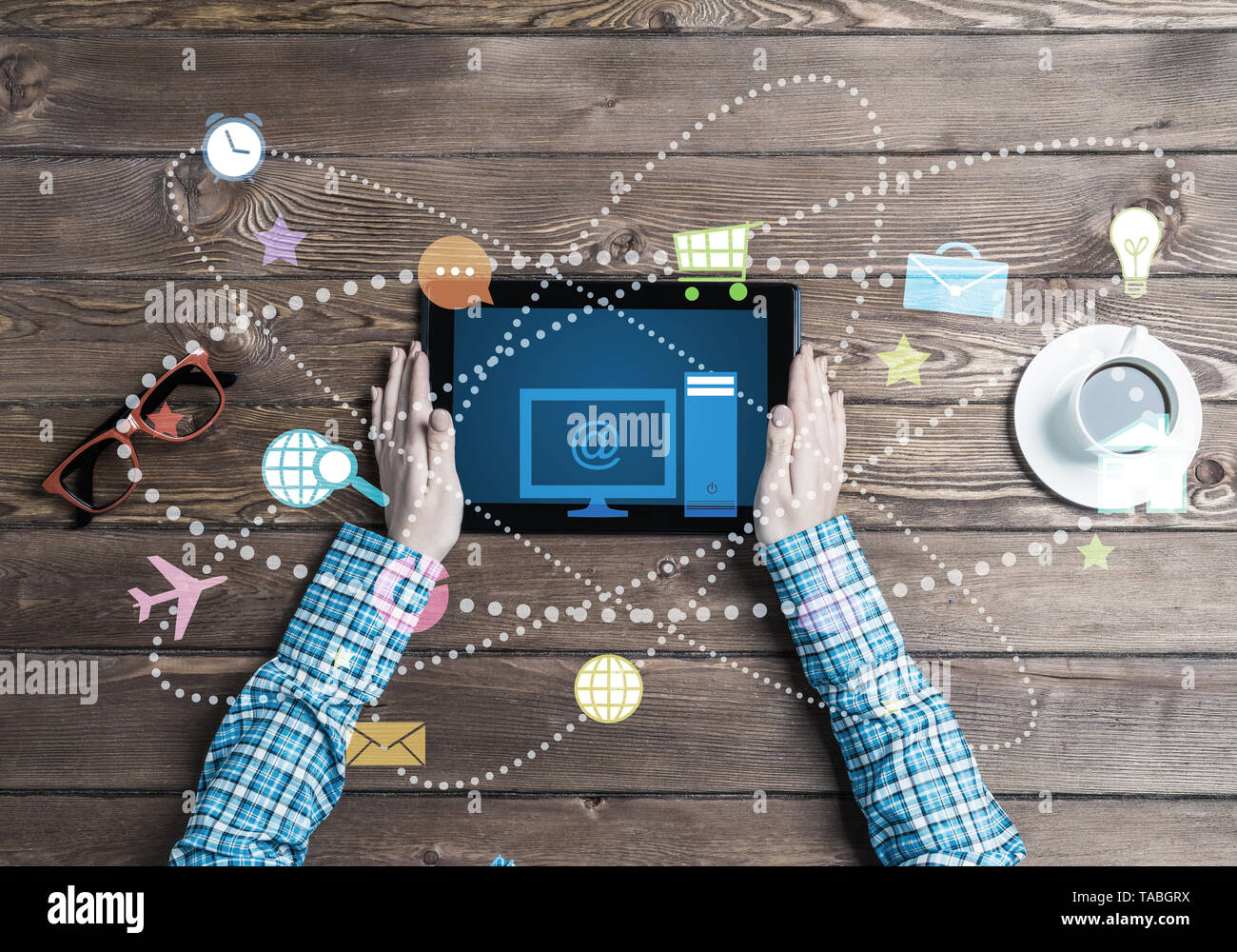 Concept of social communication and networking with media user ...