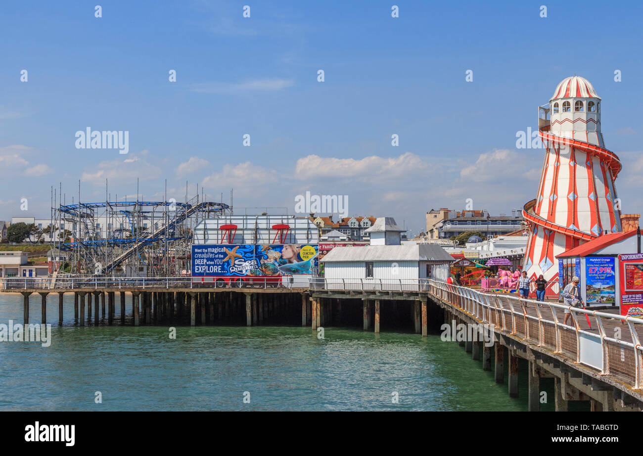 seaside town of clacton-on-sea, traditional pier helter skelter ...