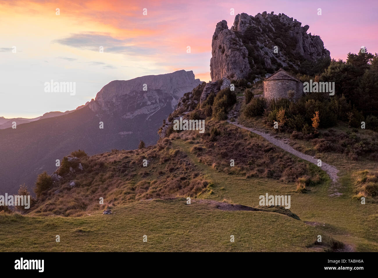 San Pablo y San Juan chapel, Tella, HUesca, Aragon, Spain Stock Photo ...
