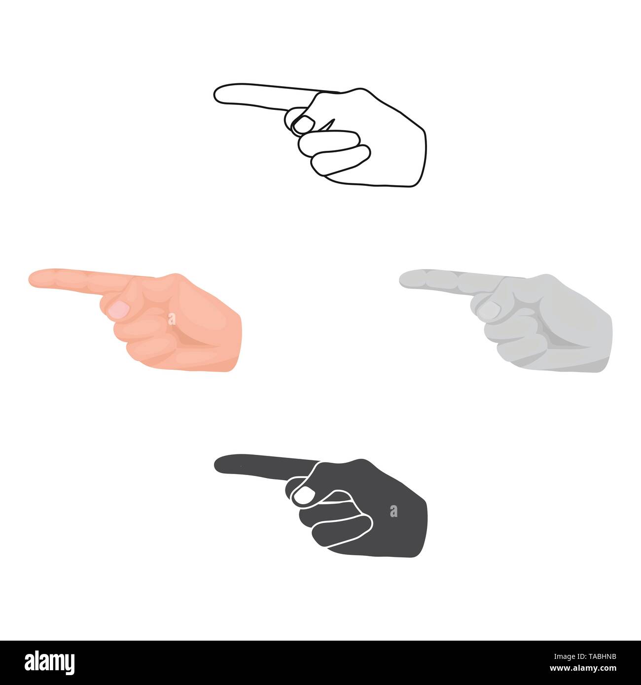 Index finger icon in cartoon,black style isolated on white background. Hand gestures symbol ...
