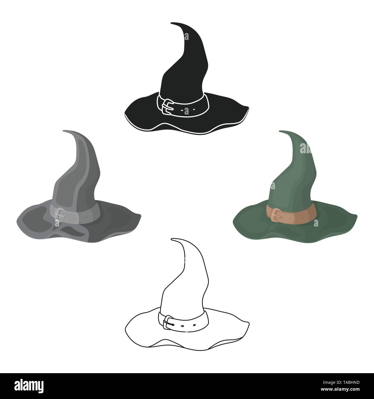 Witch s hat icon in cartoon,black style isolated on white background ...