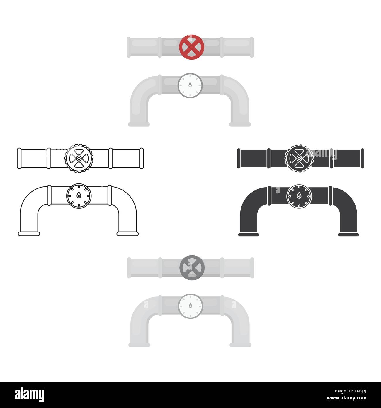 Valve and meter icon in cartoon,black style isolated on white ...