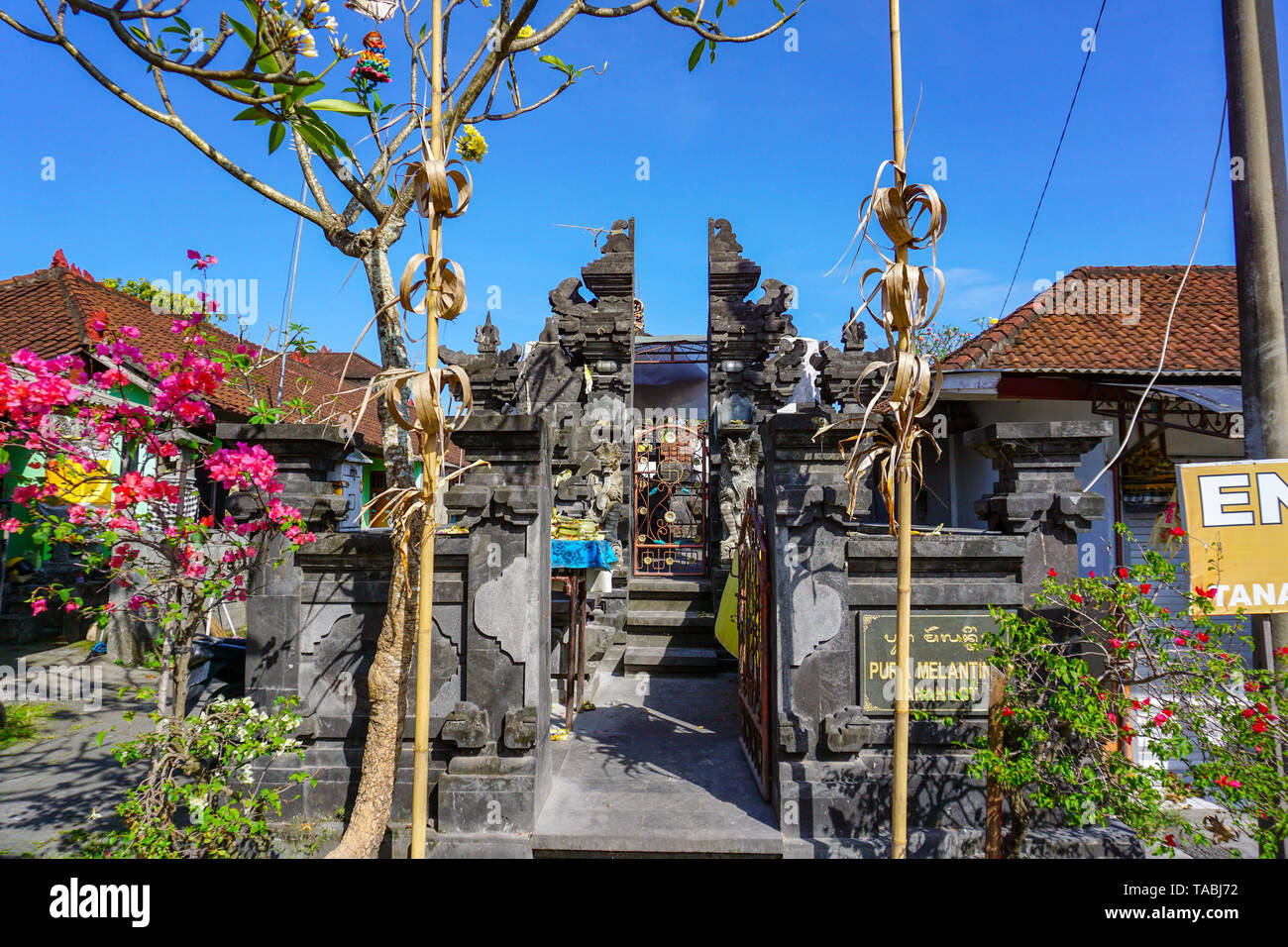 Entrance in traditional typical Balinese house temple, Bali, Indonesia ...